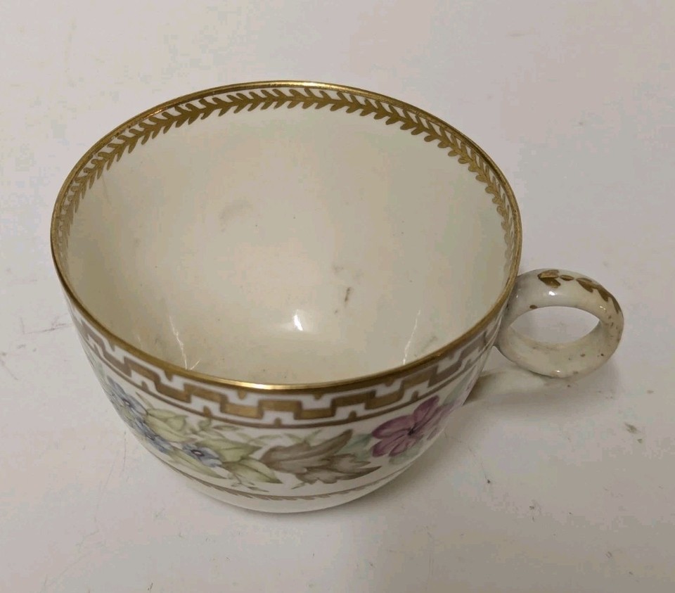 Antique Early Minton Bone China Floral And Gilt Ring Handled Cup And ...