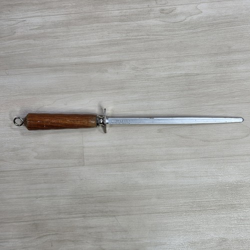 F DICK Germany Sharpening Steel Round 12 inch Blade Hang Ring Wood ...
