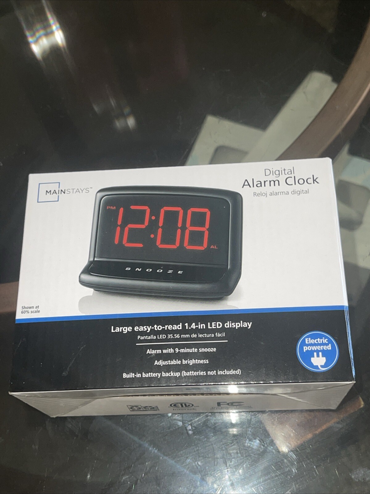 Mainstays Black Electric Digital Alarm Clock with Large 1.4” LED ...