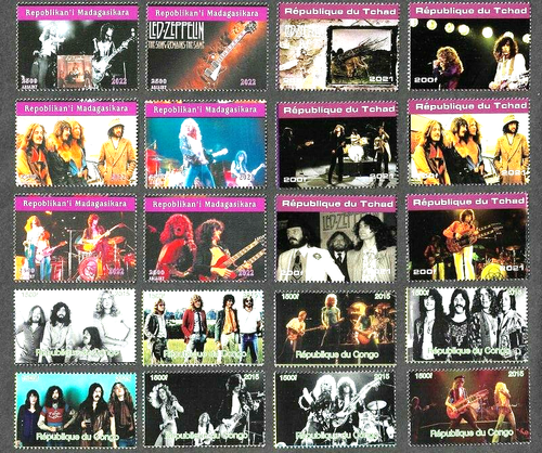 Led Zeppelin stamps collection 4 sets fine used/cto-Rock Music + Royal ...
