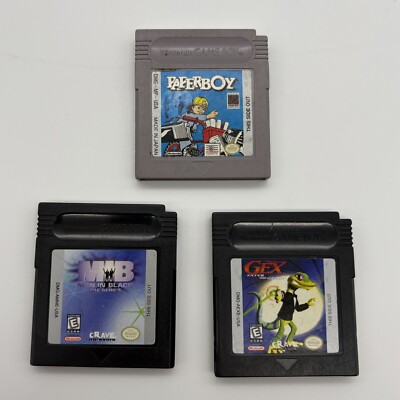 Great Lot of 3 Nintendo Game Boy Games Paper Boy Men in Black Gex Enter ...