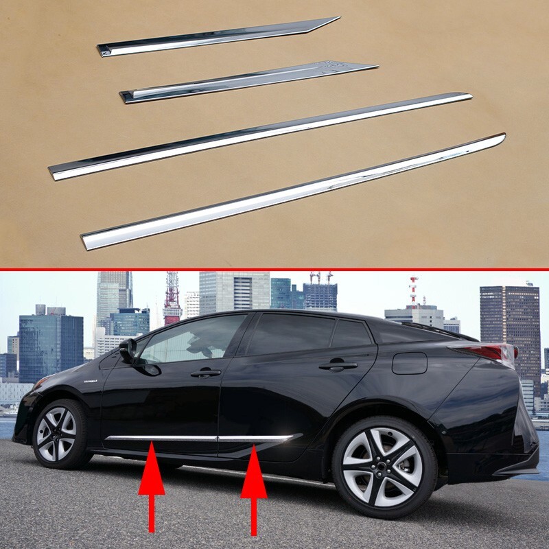 For 2016-2022 Toyota Prius Prime Chrome Car Door Body Skirts Cover ...