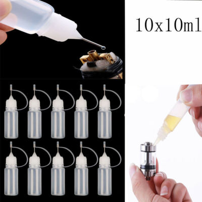 10x 10ml Needle Tip Dropper Bottles E Vape - Glue - Oil Precision Tip ...