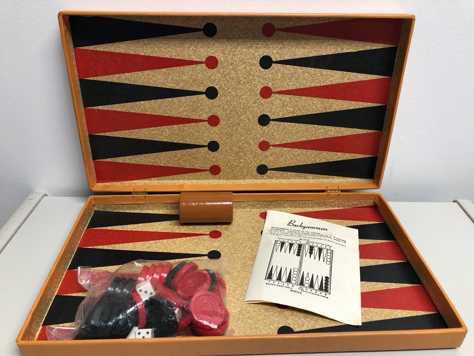 Backgammon Vintage Cardinal Board Game Complete with Instructions ...
