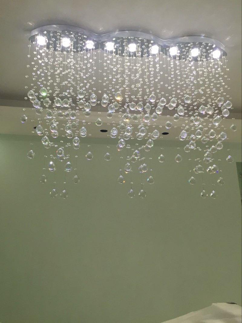 LED Modern Clear Rain Drop Ceiling Crystal Chandelier Lighting for ...