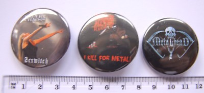 3 verschiedene Buttons 3,6 cm METALHEAD THE ORDER OF CHAOS I KILL FOR ...