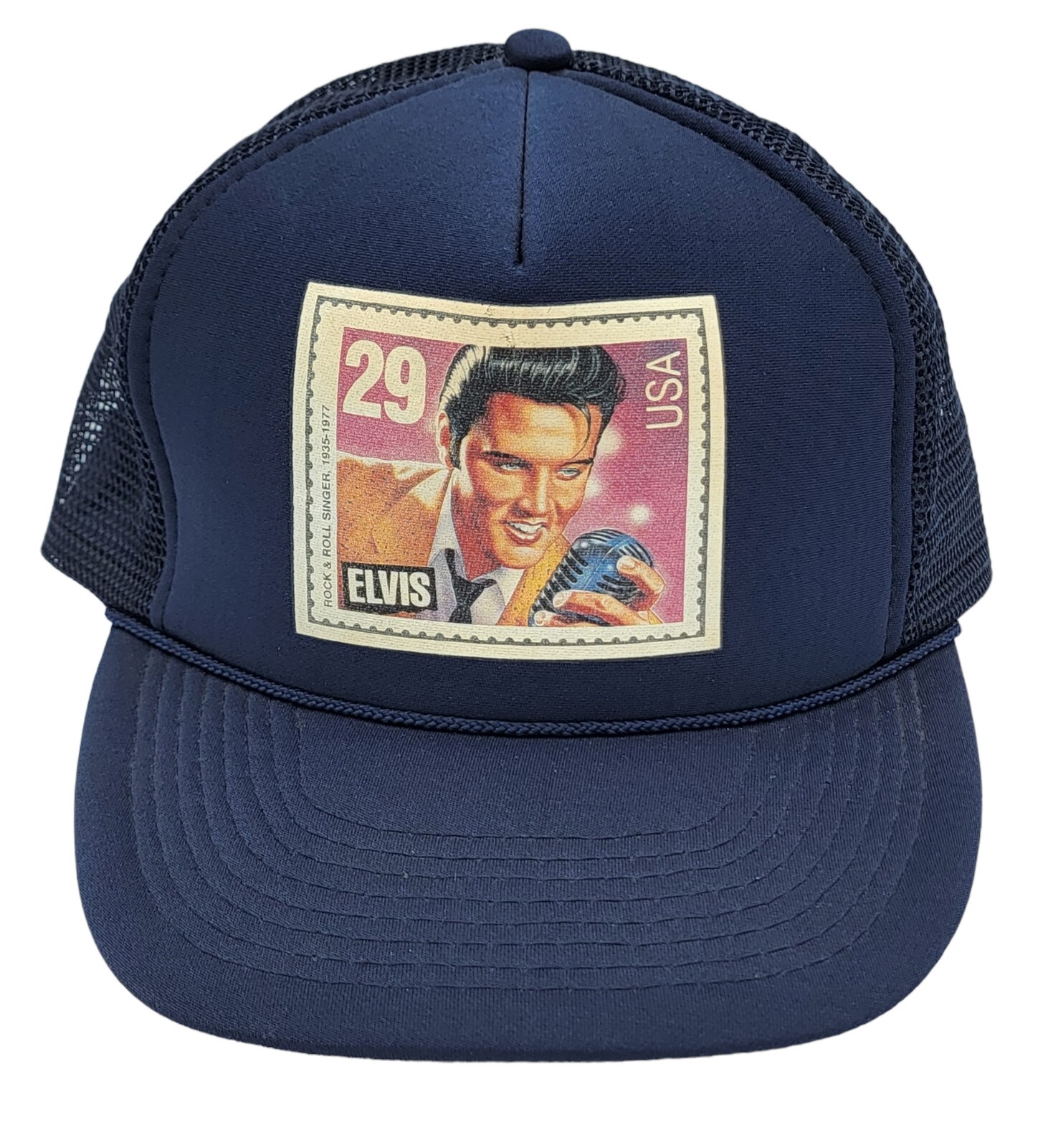 Vintage 1992 Elvis Presley US Postal Stamp Foam Mesh Trucker Snapback ...