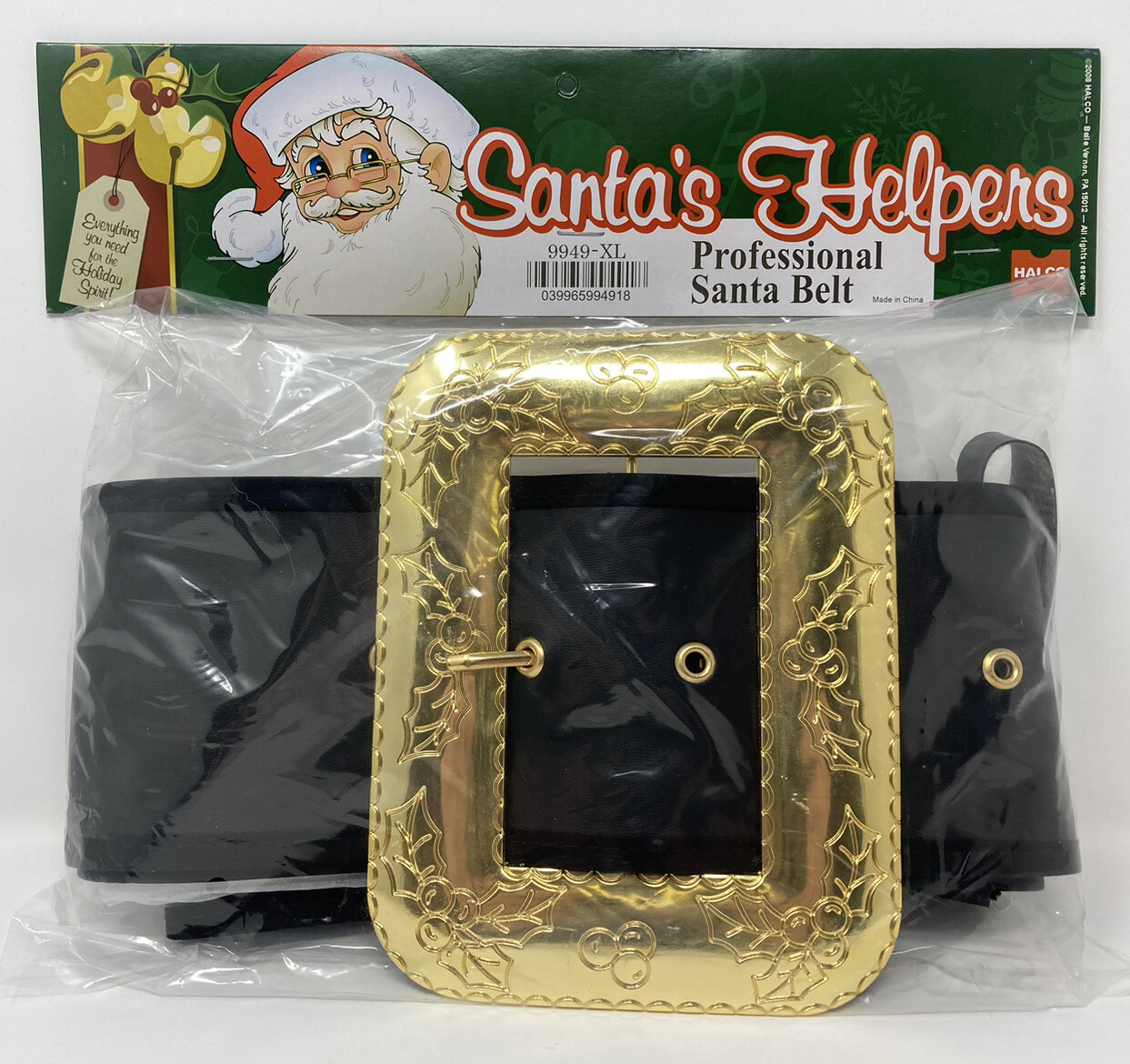 HALCO PROFESSIONAL SANTA BELT- NAUGAHYDE/FAUX LEATHER WITH GOLD METAL ...