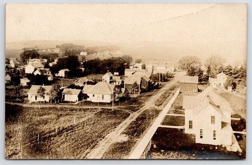 Farmersburg Iowa~Partially Paved? Road Into Town~Birdseye of Homes~1909 ...