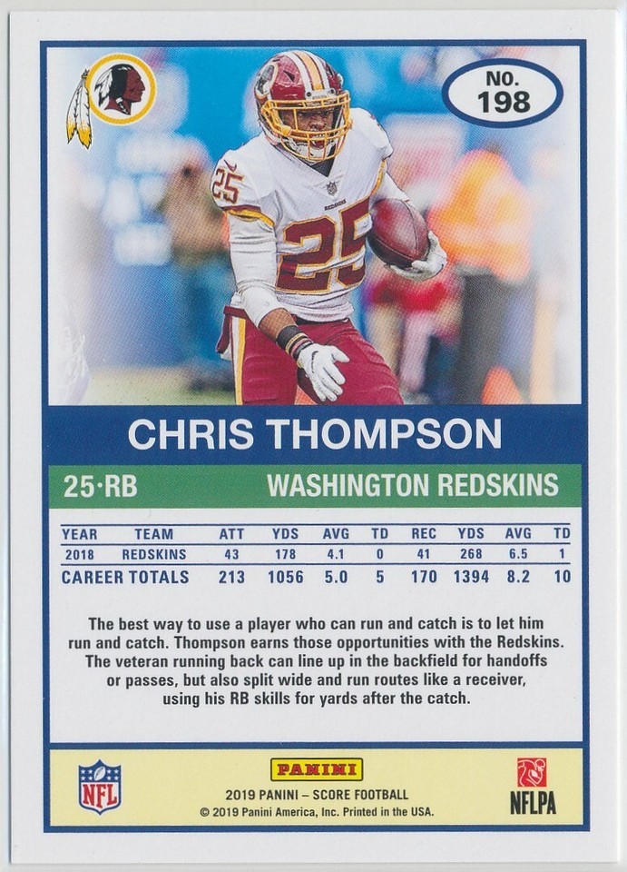 Chris Thompson - Washington Redskins - 2019 Panini Score Football ...