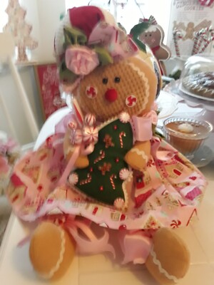 PINK ROSES GINGERBREAD COOKIE HOUSES CHRISTMAS GINGERBREAD LADY DOLL W ...