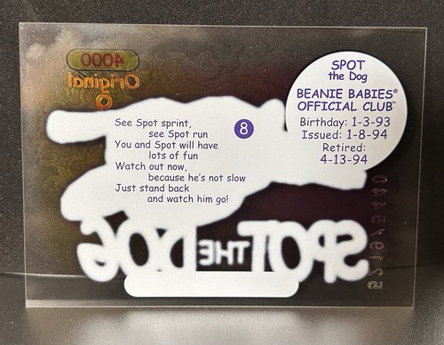 Ty Beanie Babies BBOC Card Series 1 Original 9 Red Spot Dog 4000 #8 ...