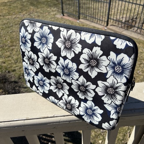 KATE SPADE New York Laptop Sleeve Floral Black 13.5"x10"x1" Padded ...