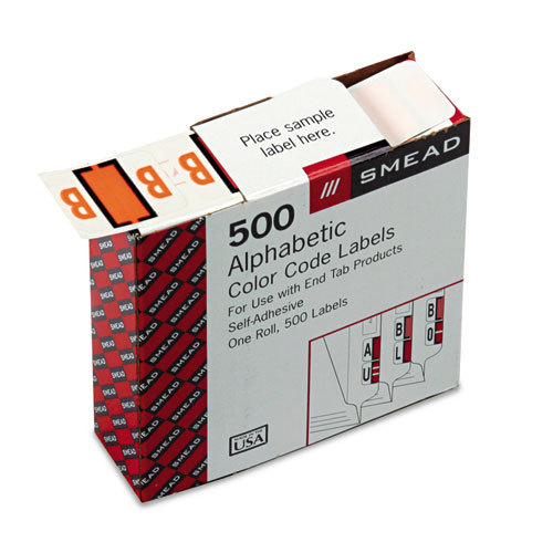 Smead Smd-67072 Bar Style Color Coded Alphabetic Label - 1.25" Width X ...