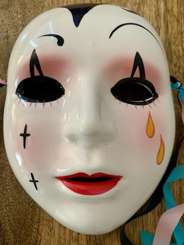 (2) Vintage Porcelain Ceramic Mardi Gras Face Mask Wall Art Decor ...