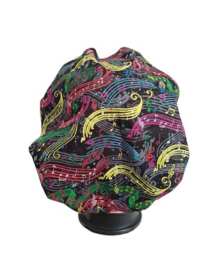 Bouffant surgical scrub hat cap women black red yellow blue music notes ...
