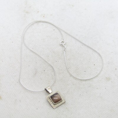 ATI Mexico Sterling Silver 925 Light Brown Stone Necklace 16" K5143 | eBay