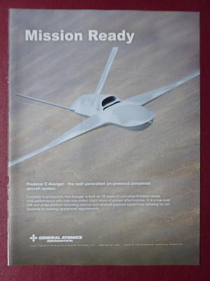 8/2011 PUB GENERAL ATOMICS DRONE PREDATOR C AVENGER UAS ORIGINAL AD | eBay