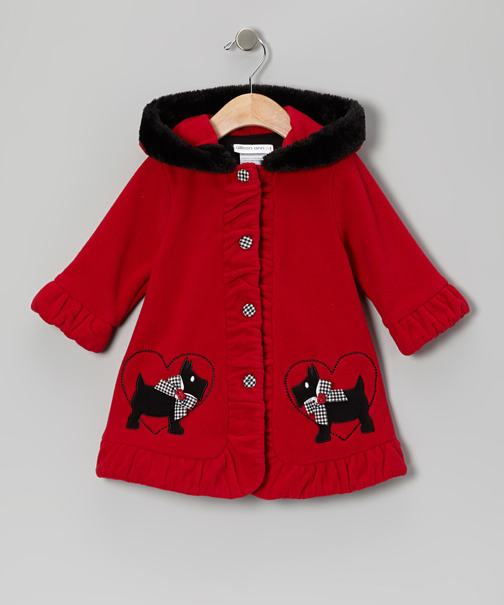 GersonGerson Red Scottie Fleece Hooded Swing Coat Size 6 New | eBay