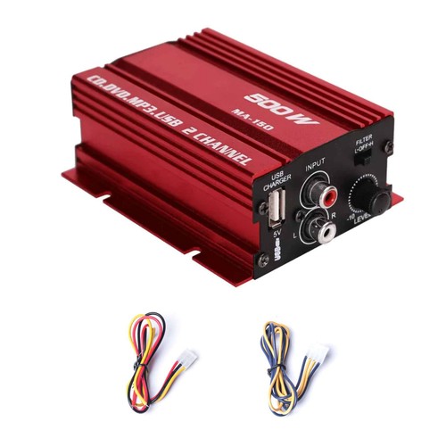 MA150 Power Amplifier 500W 12V 2-Channel Stereo Audio HiFi Bass Car ...