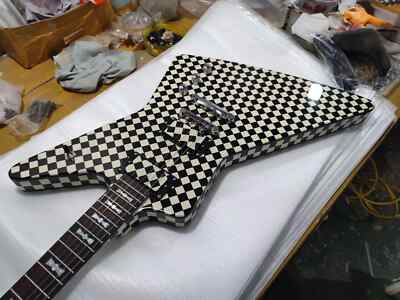 New Arrival Handmade Guitar Explorer Model Electric Guitar Checkerboard ...