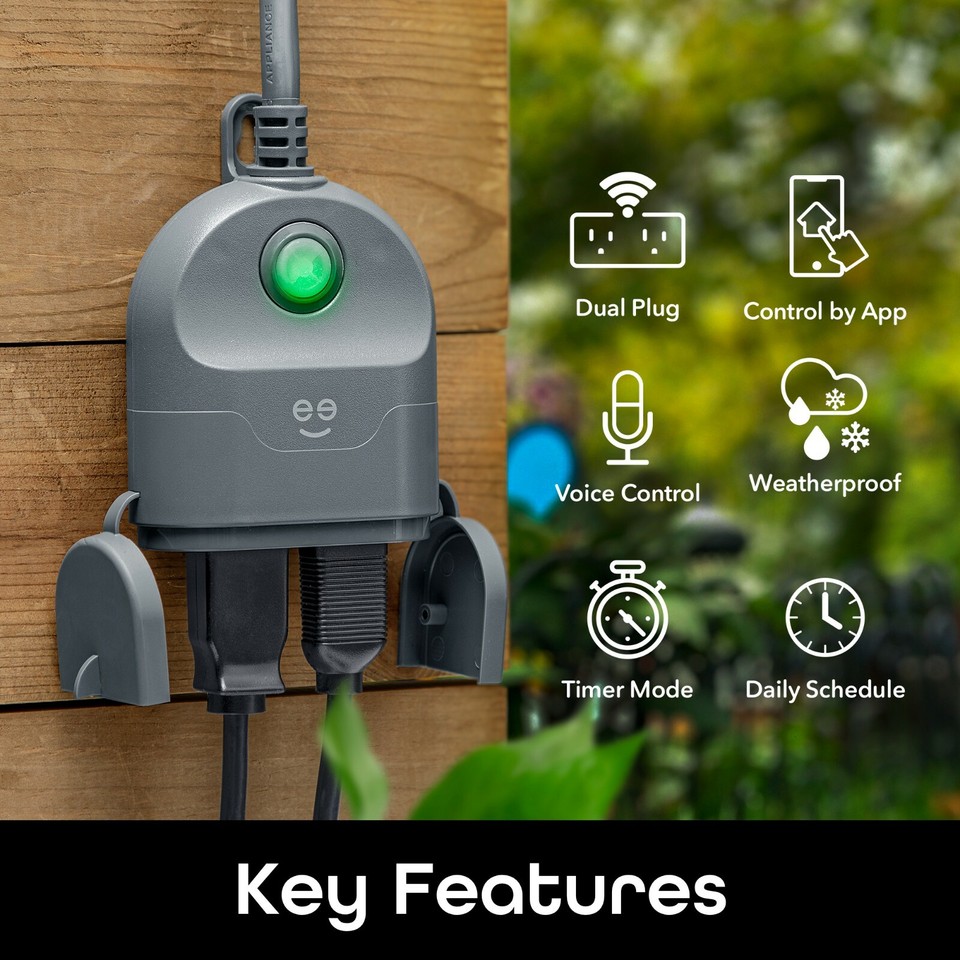 Geeni Outdoor Smart Plug 2-Pack, Weatherproof Wi-Fi Outlet, Alexa ...