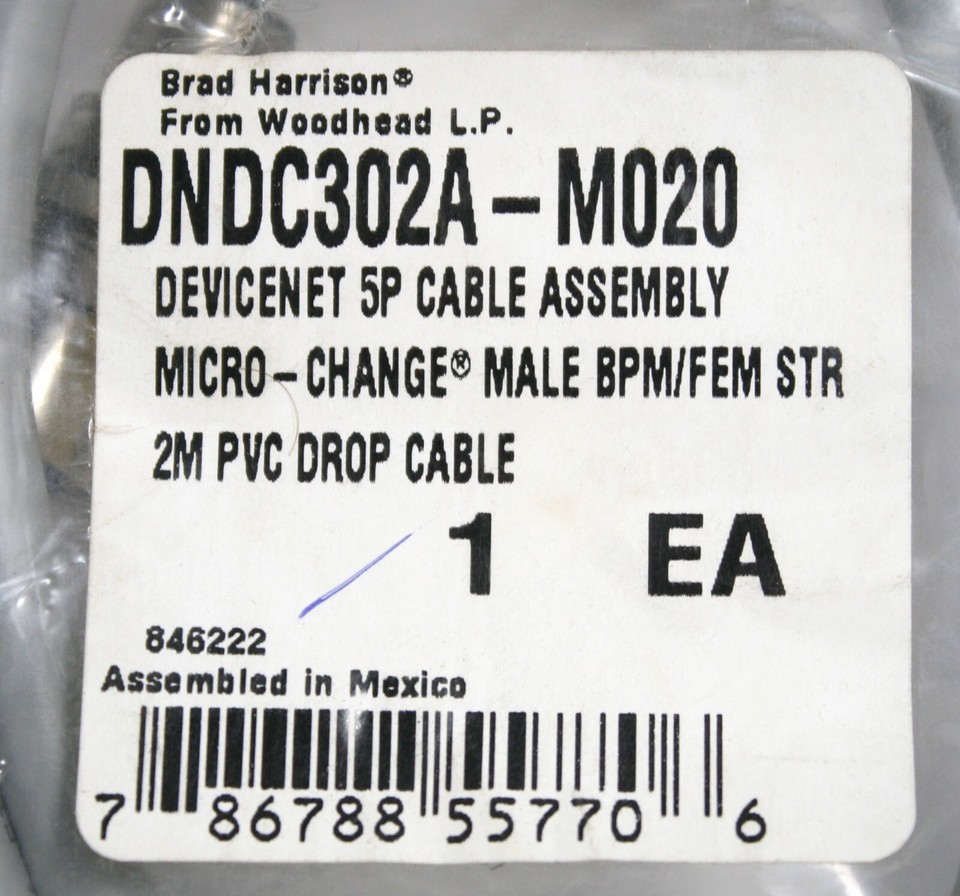 Molex Brad Harrison Woodhead DNDC302A-M020 5P Cable Micro-Change Male ...