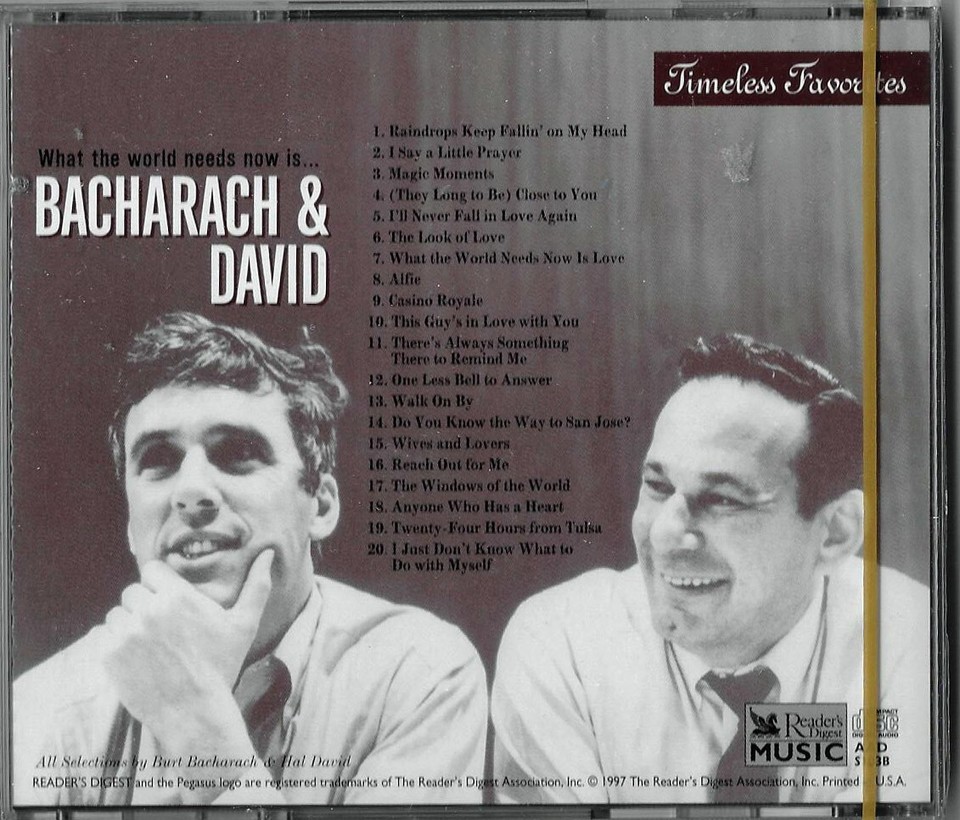 BACHARACH & DAVID - TIMELESS FAVORITES - READERS DIGEST - SEALED CD | eBay