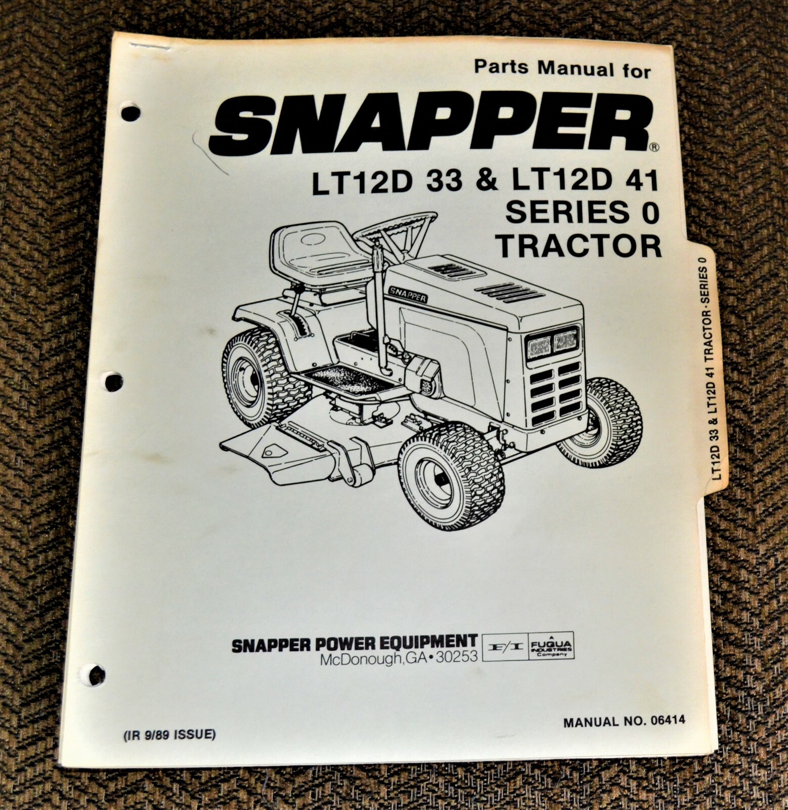 1989 Snapper Tractor Manual 06414 LT12D33 & LT12D41 Series 0 Tractor | eBay