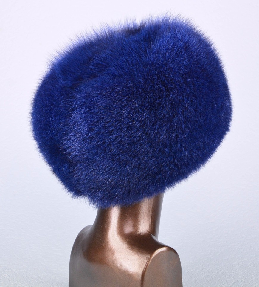 Genuine Real Fancy Saga Furs Blue Fox Cossack Winter Hat | eBay