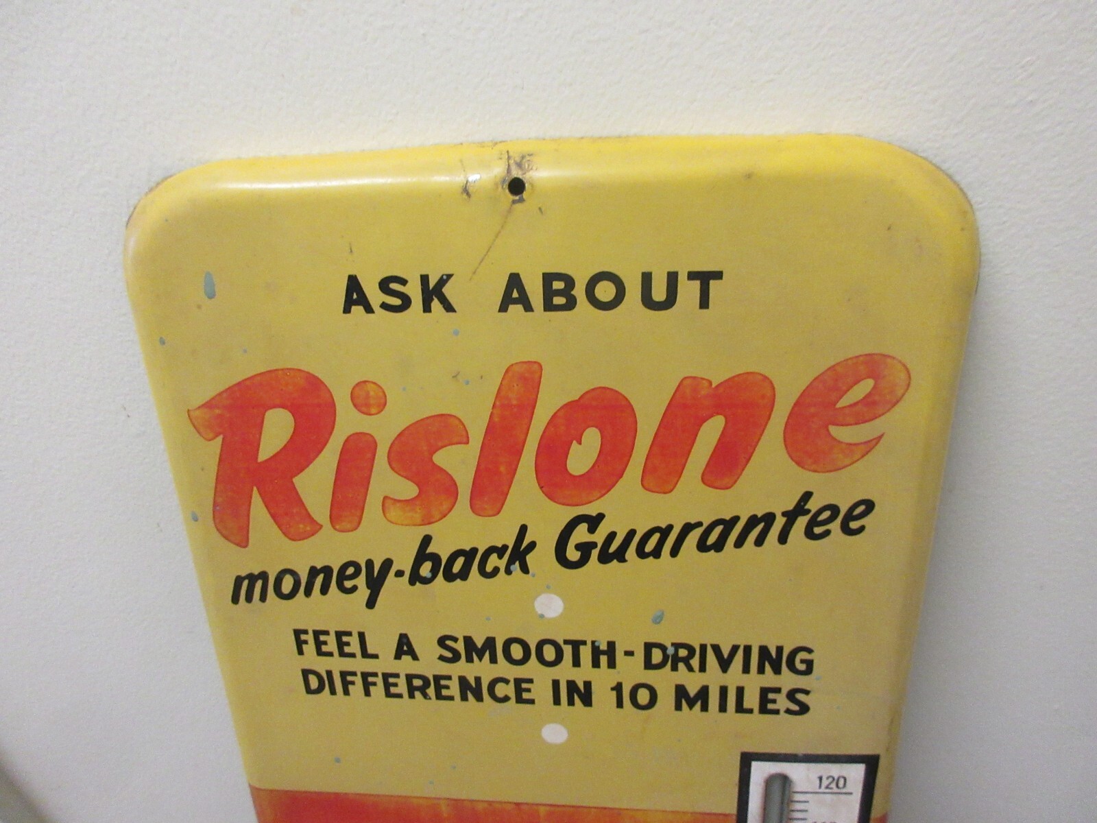 VINTAGE ADVERTISING RISLONE OIL TIN THERMOMETER WALL STORE D-240 | eBay