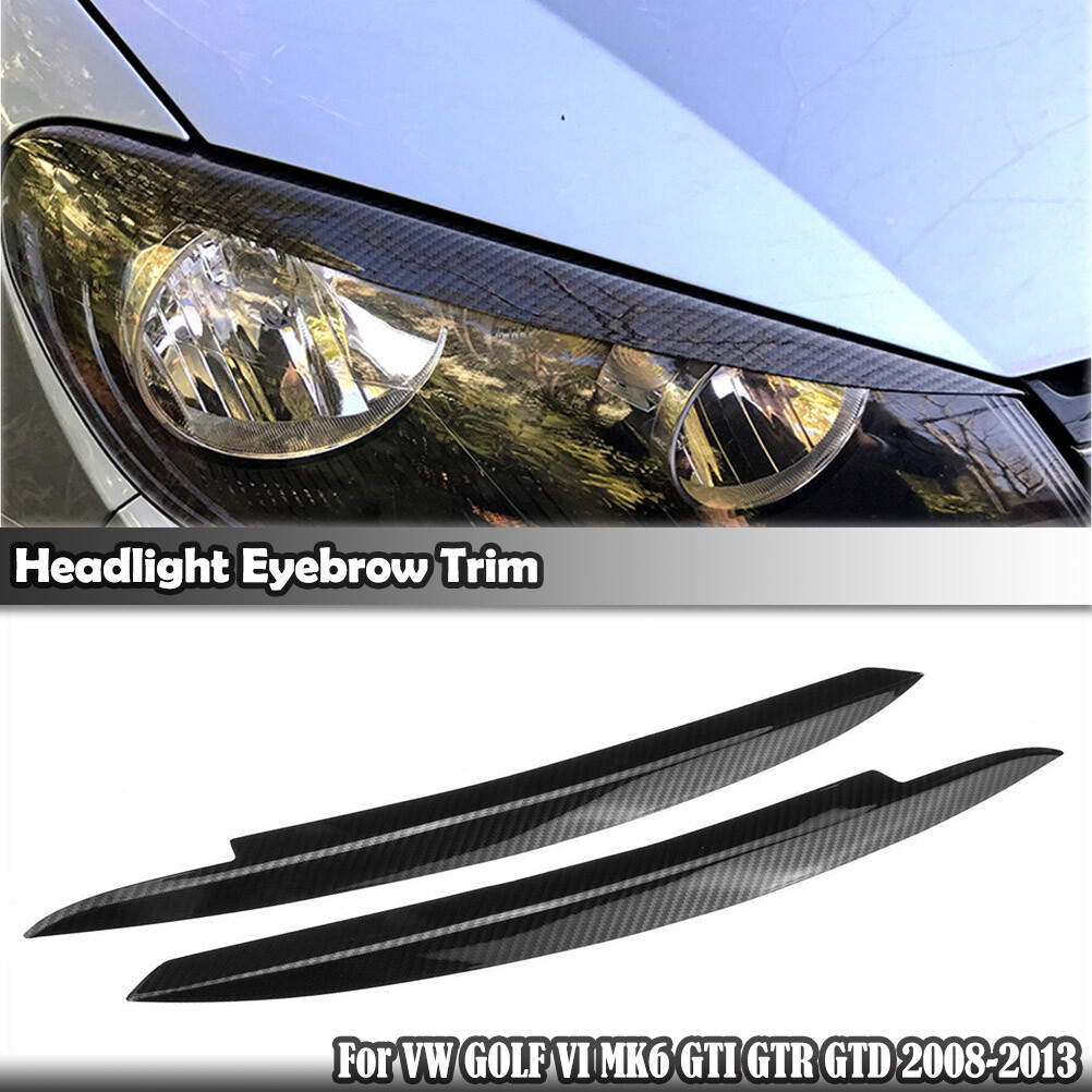 Carbon Fiber Front Headlight Eyelid Eyebrow Kit For VW GOLF MK6 GTI R ...