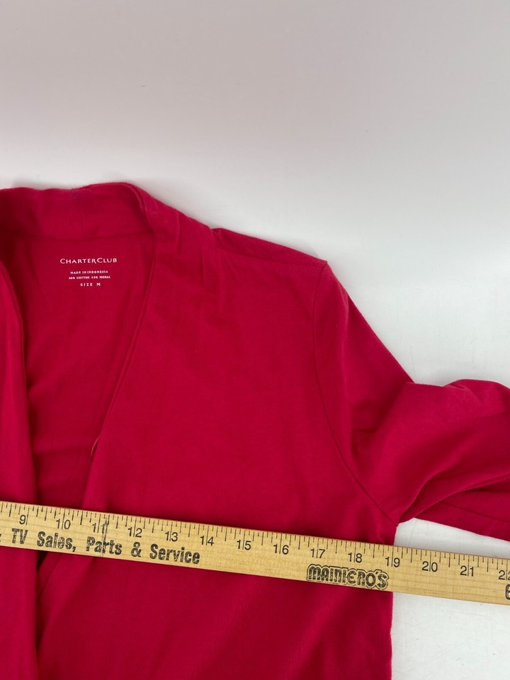 Charter Club Women's Red Long Open Drape Front Cardigan Duster Top Size ...
