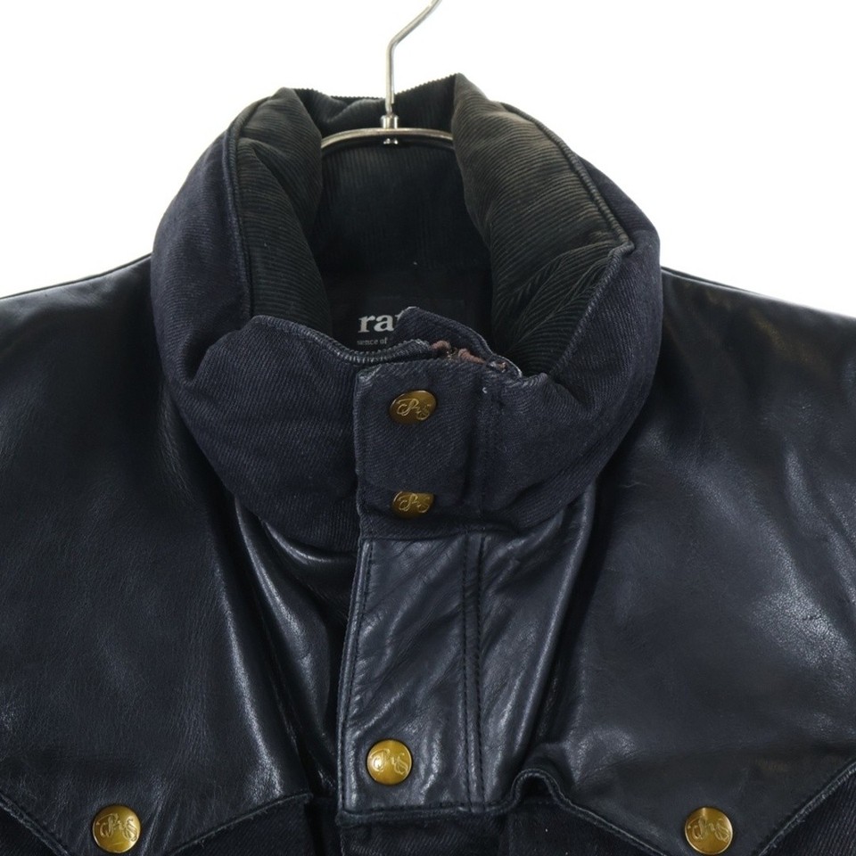 RATS Cow Leather Denim Switched Western Down Vest Black Used ...