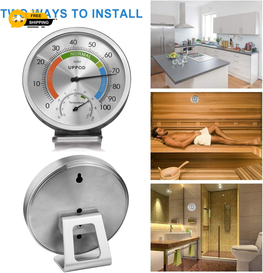 5" Indoor Outdoor Hygrometer/Thermometer, Humidity Gauge Indicator ...