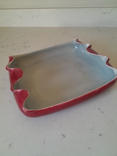 HTF Vintage MCM 1950s Red Wing B1406 Ruffled Edge Console Dish Red ...
