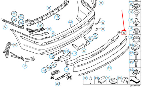 OEM BMW 7 E66 REAR BUMPER SHOCK ABSORBER 51127135581 7135581 GENUINE NO ...