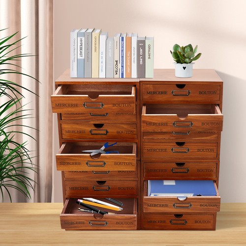Elegant Wooden File Cabinet With 16 Drawers 4-slot Large Storage Box ...