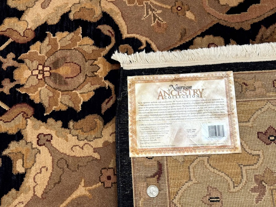 Handmade Wool Rug 8x10, Black & Dark Beige, Nourison, Traditional Rug ...