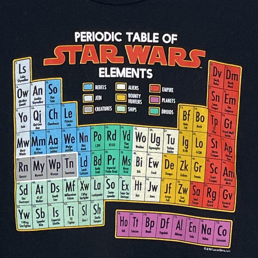 Star Wars Periodic Table of Elements Unisex XL T-Shir… - Gem