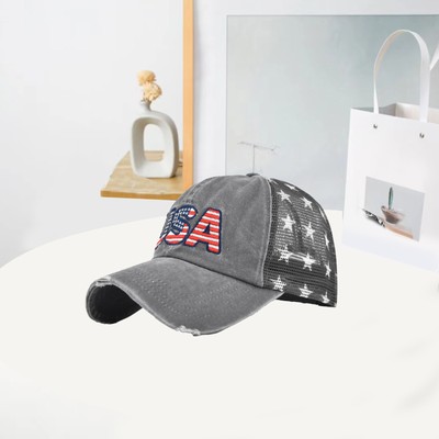 Baseball Hat Extended Brim Sun Protection American Flag Pattern ...