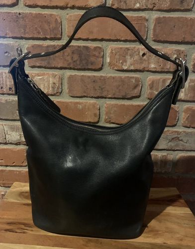 Vintage Black Leather Coach Hobo Bucket Bag-style 9823 w/ Nickel ...