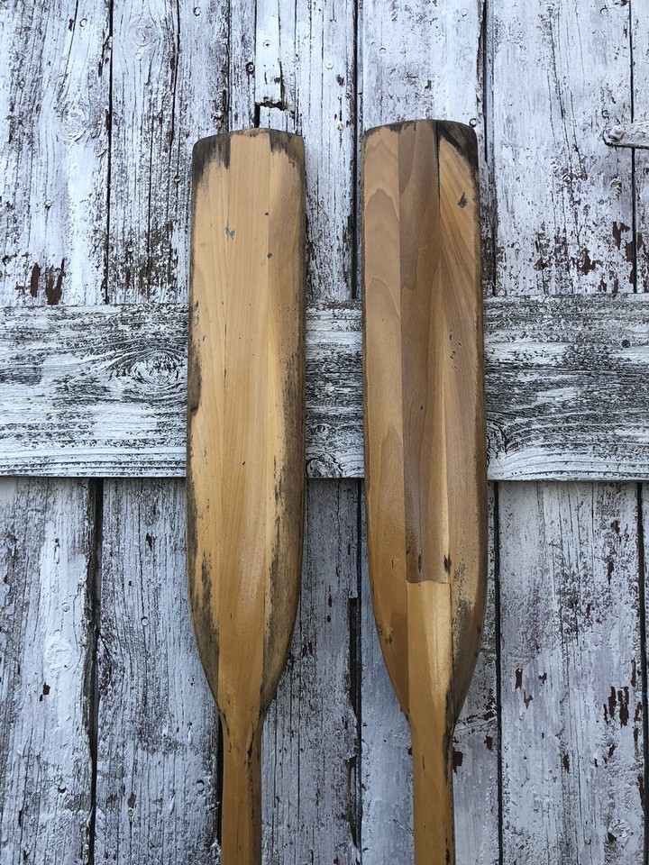 2 Feather Brand Boat Oars 76" Nautical Lake Boat Oar Wooden Vintage ...
