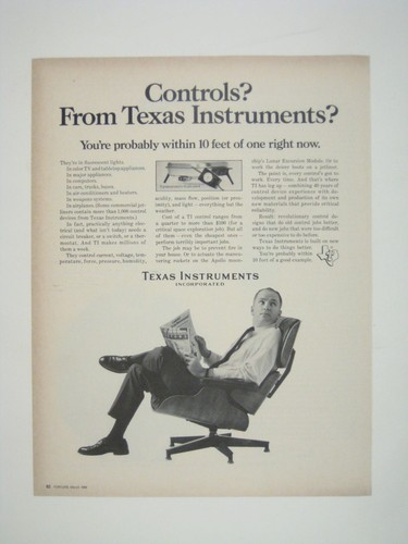 Vintage Texas Instruments Print Ad 1960s Eames Lounge Chair Businessman ...