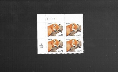 US STAMPS # 3036 RED FOX $ 1.00 MNH PLATE BLOCK | eBay