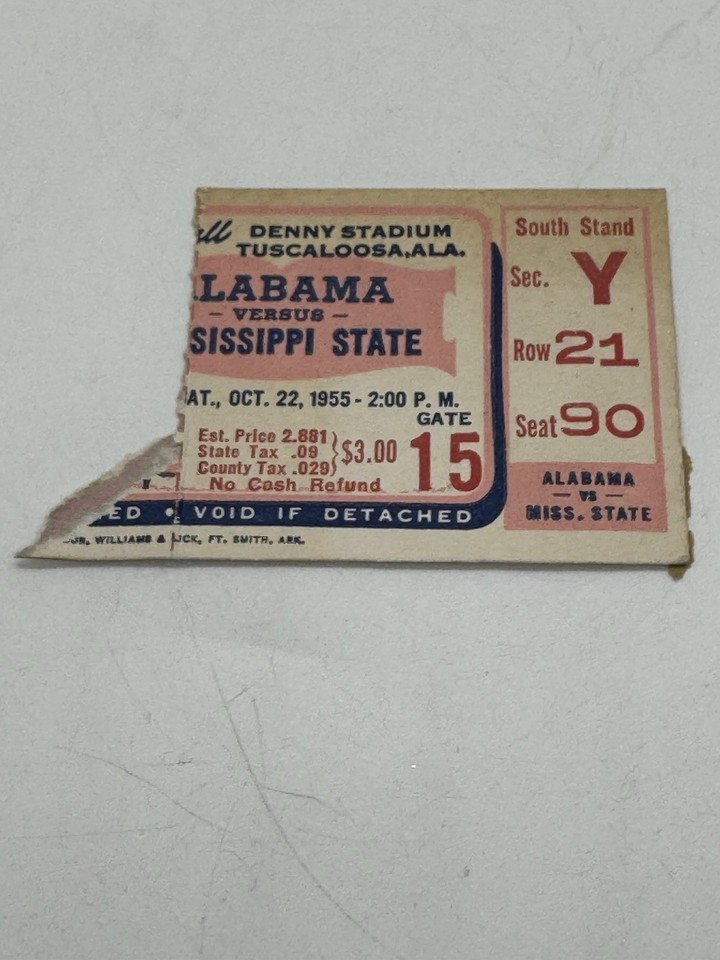 Mississippi State University vs Alabama Tide 1955 Vintage Football Lot ...