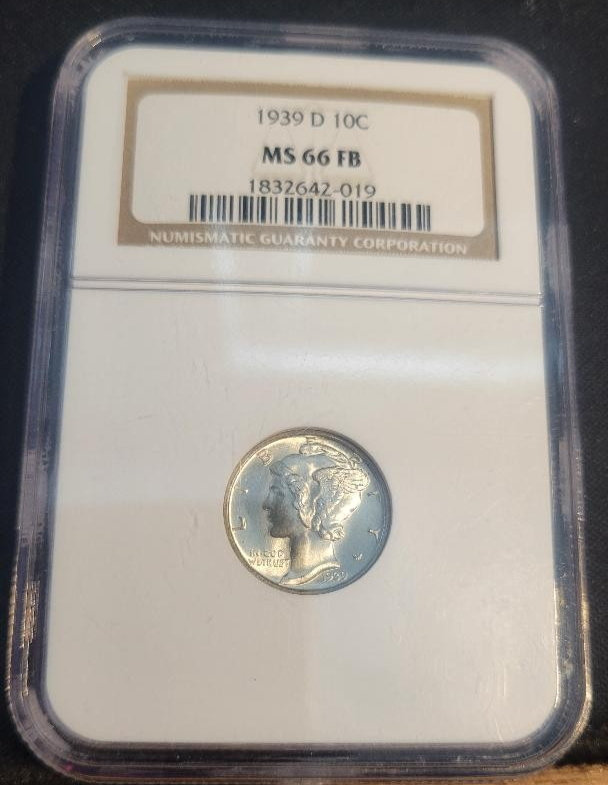 1939-D Mercury SILVER Dime 10c - Graded MS 66 Full Bands NGC | eBay
