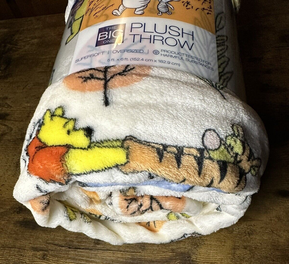 NEW DISNEY WINNIE THE POOH - KOHLS THE BIG ONE- PLUSH THROW BLANKET 5X6 ...