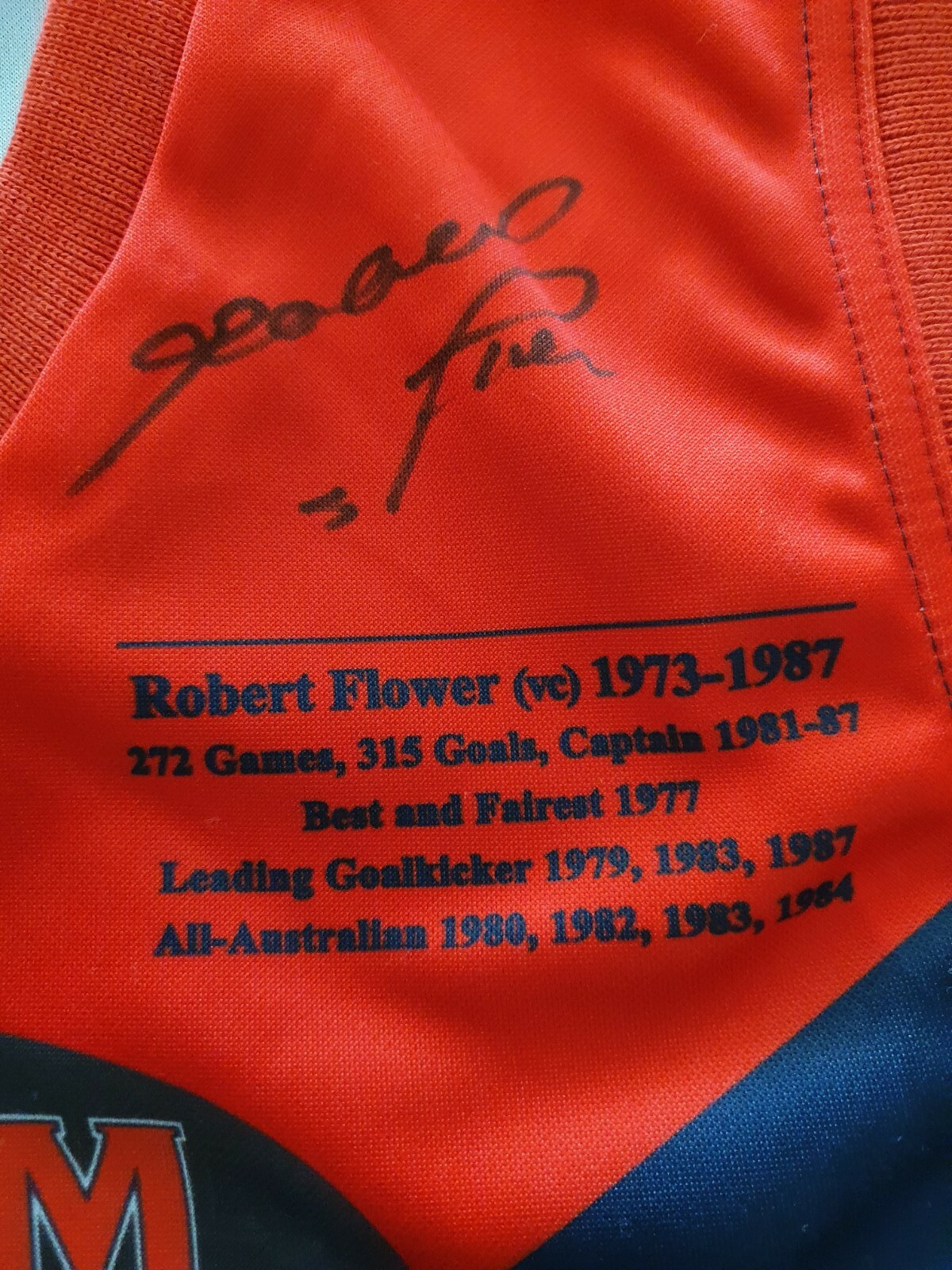 ROBERT FLOWER RON BARASSI SIGNED AFL CENTURY TEAM FOOTBALL GUERNSEY ...
