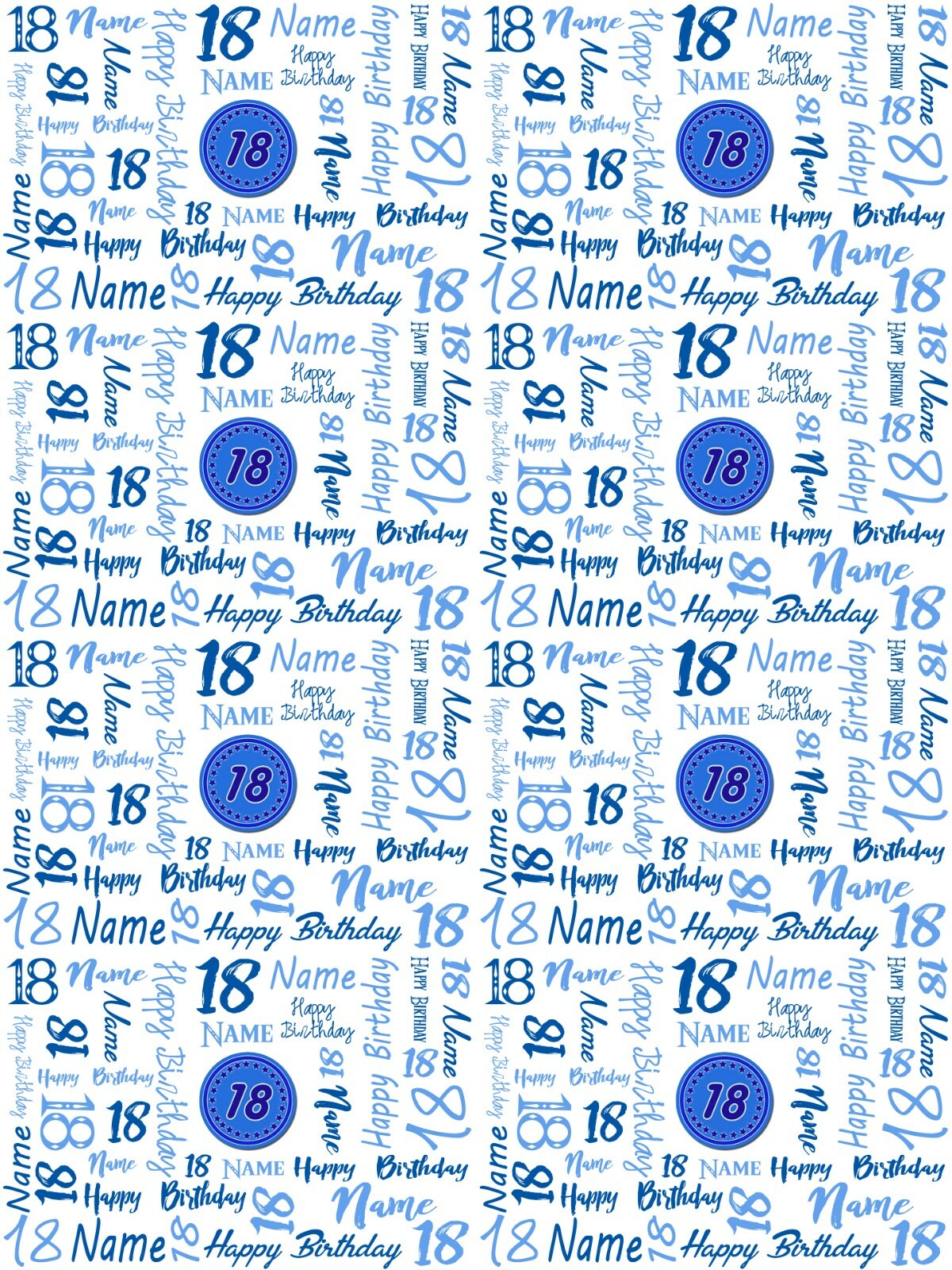 18th Birthday Personalised Gift Wrapping Paper Choose Colour ADD NAME ...